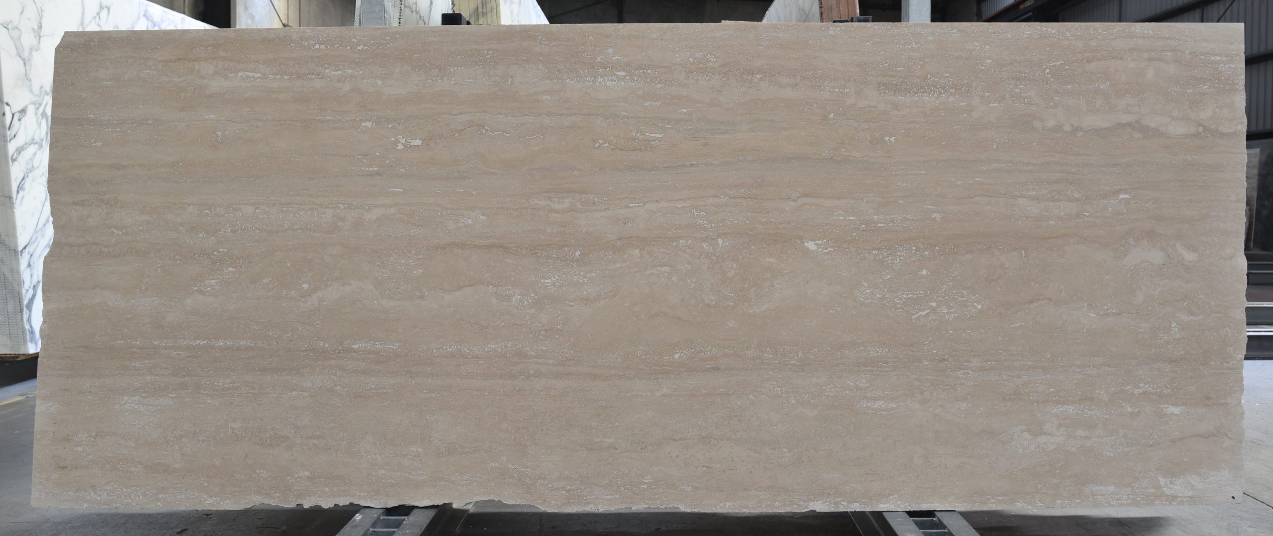 Navona Travertine Filled and Honed Vein Cut Slabs - SNB Stone